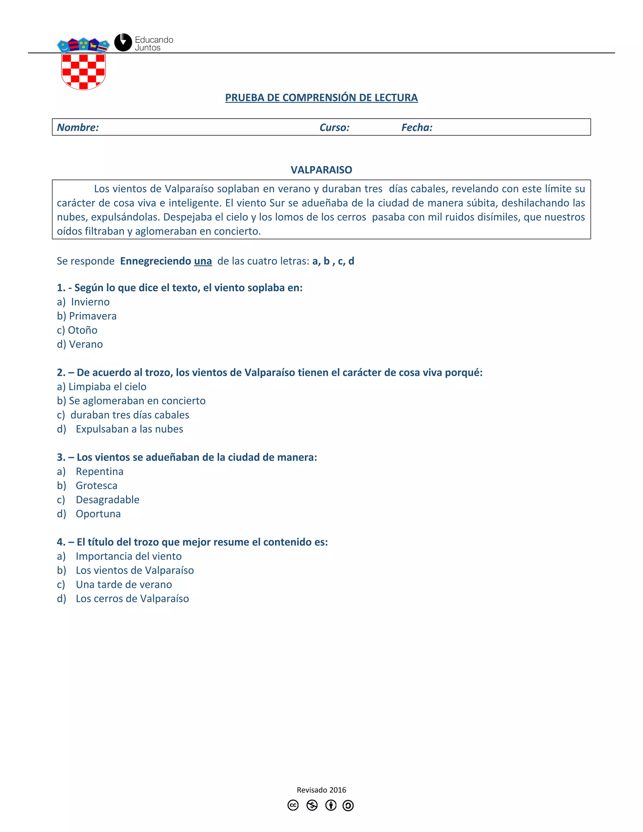 Pruebas de-comprension-lectora-6-basico | DOC