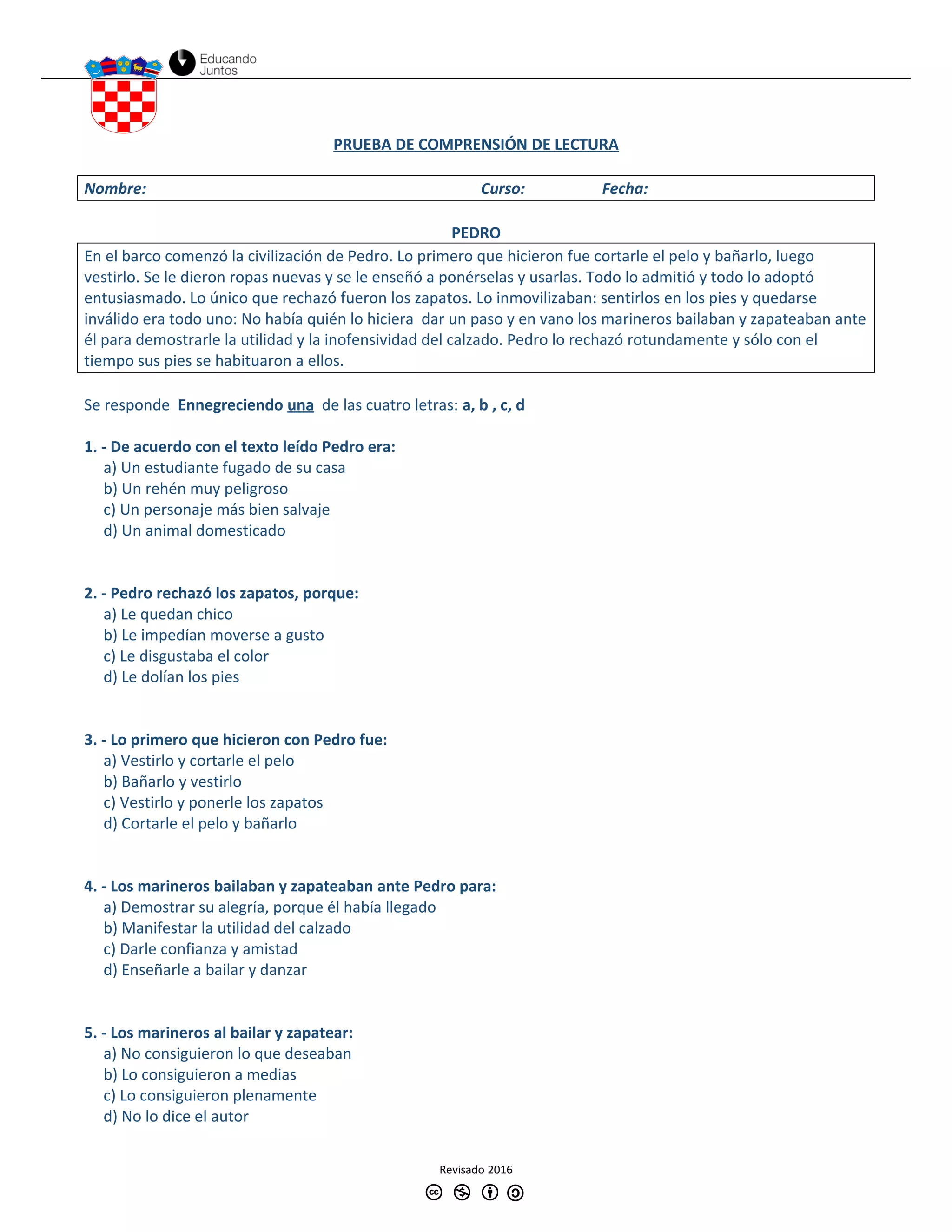Pruebas de-comprension-lectora-6-basico | DOC