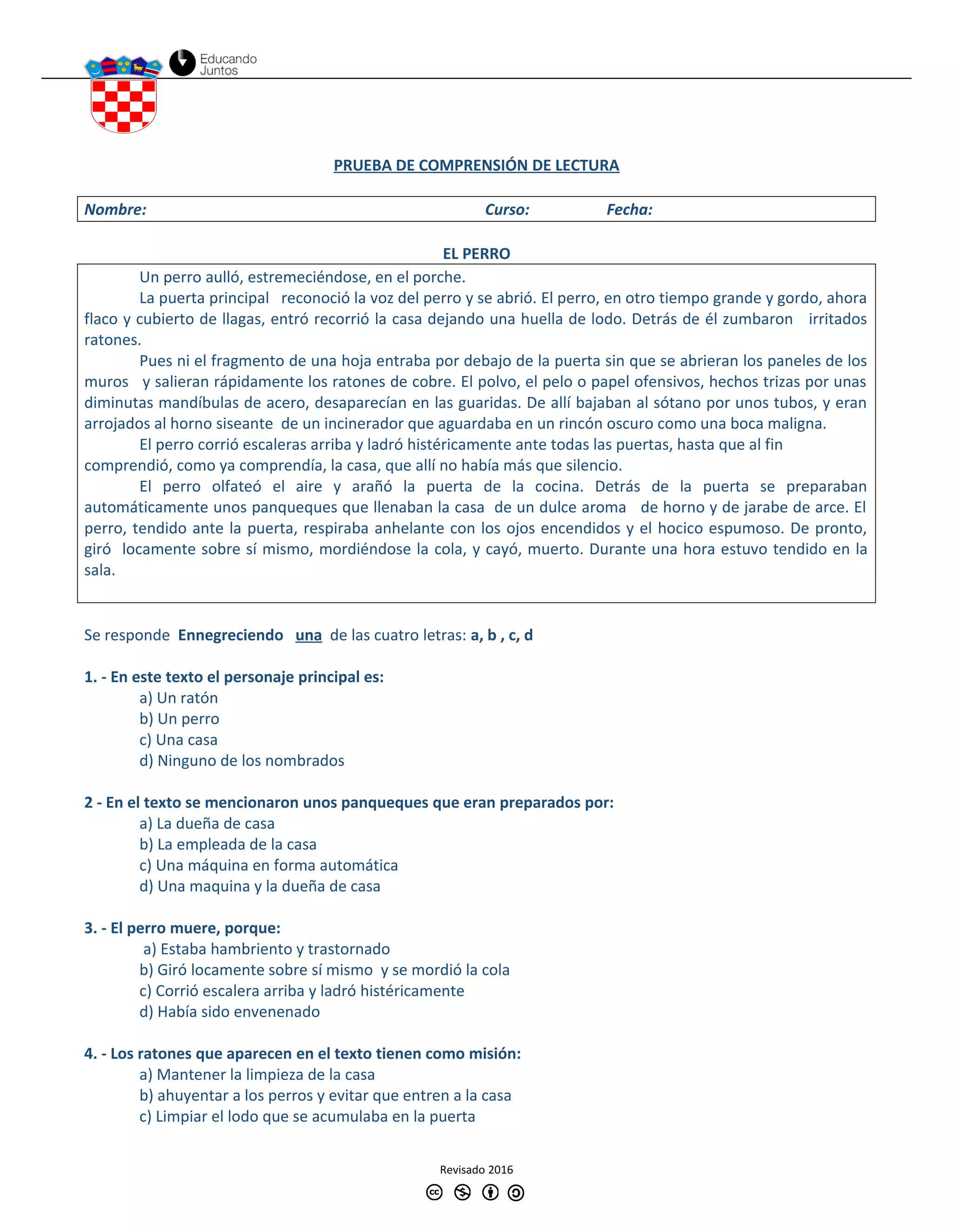 Pruebas de-comprension-lectora-6-basico | DOC