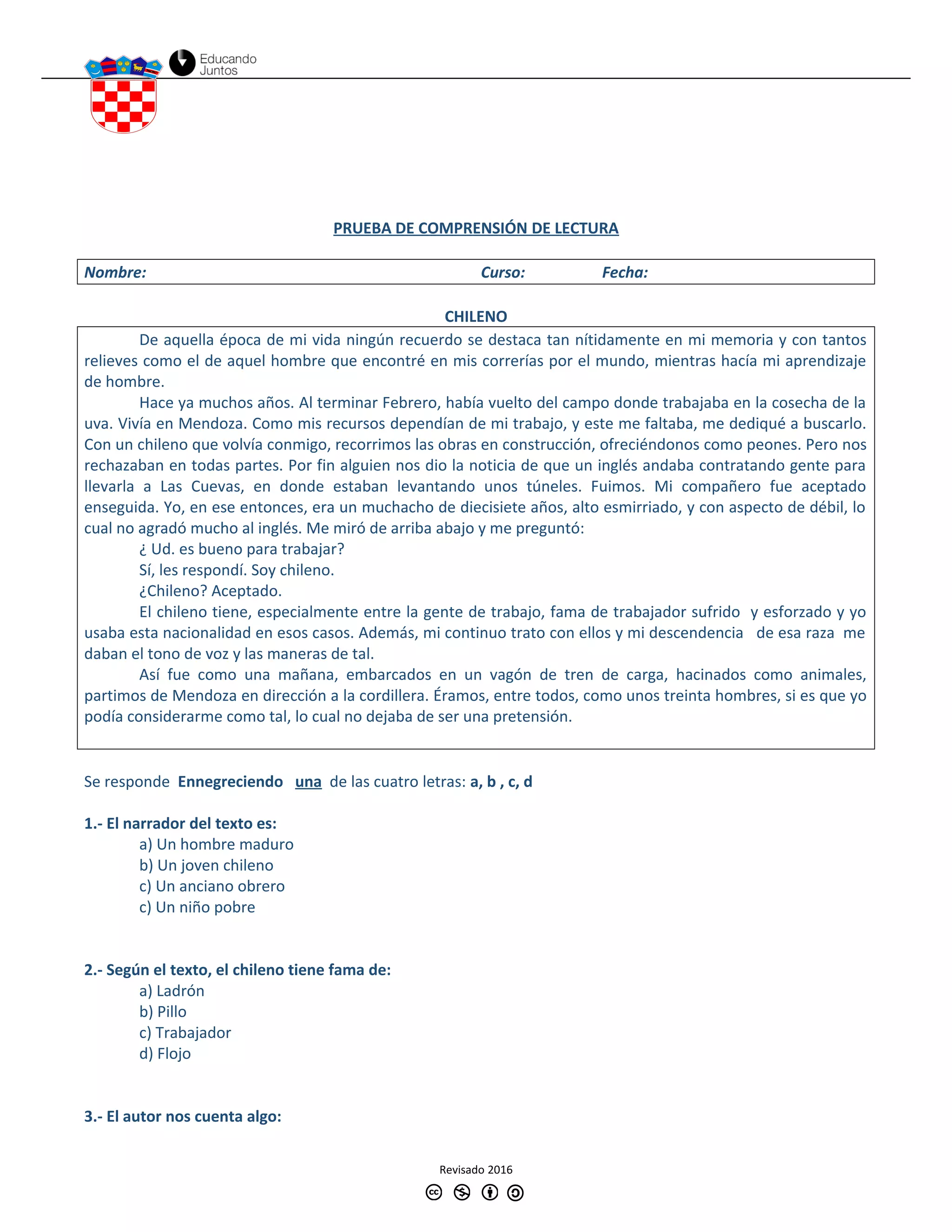 Pruebas de-comprension-lectora-6-basico | DOC