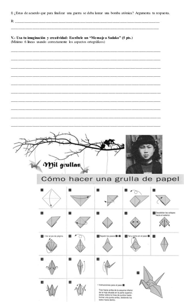 Prueba sadako y las mil grullas de papel