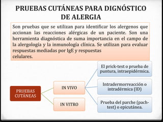 Pruebas cutáneas de alergia | PPTX