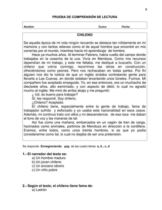 Pruebas de comprensión de lectura 6° | DOC | Books and Literature