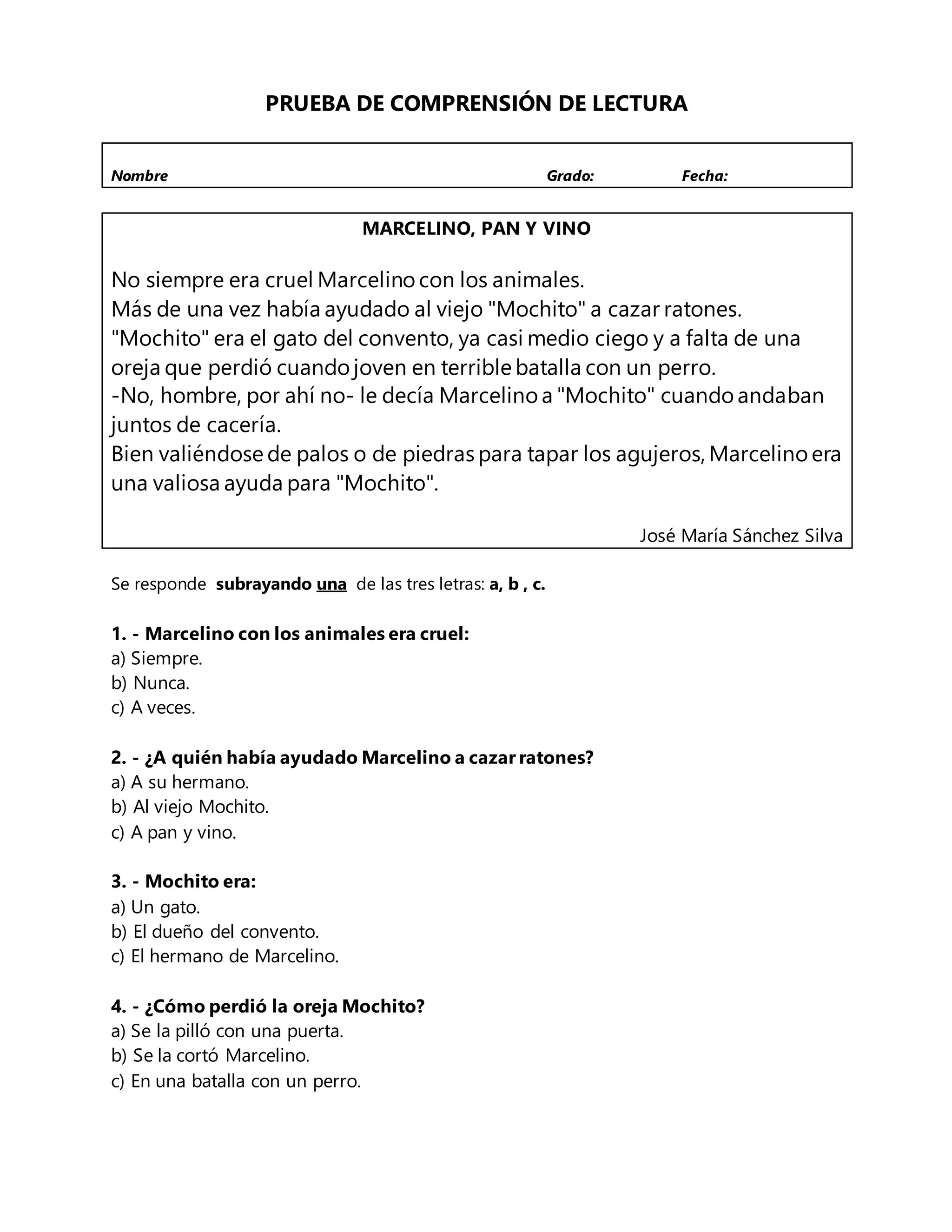 Pruebas de comprension lectora | PDF