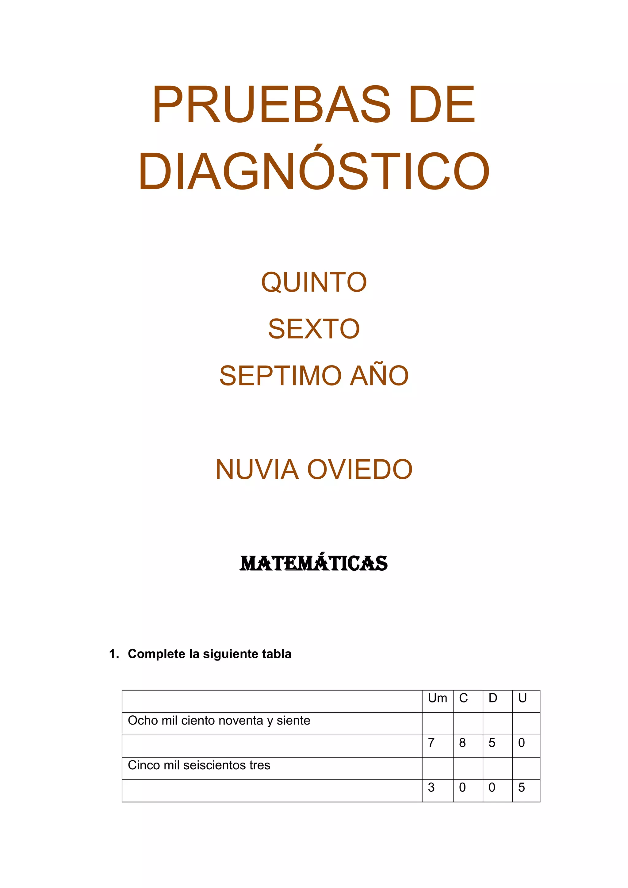 Pruebas de diagnóstico | DOCX