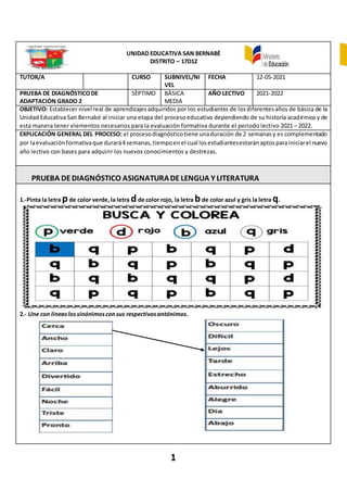 Pruebas diagnostico de adaptacion | DOCX