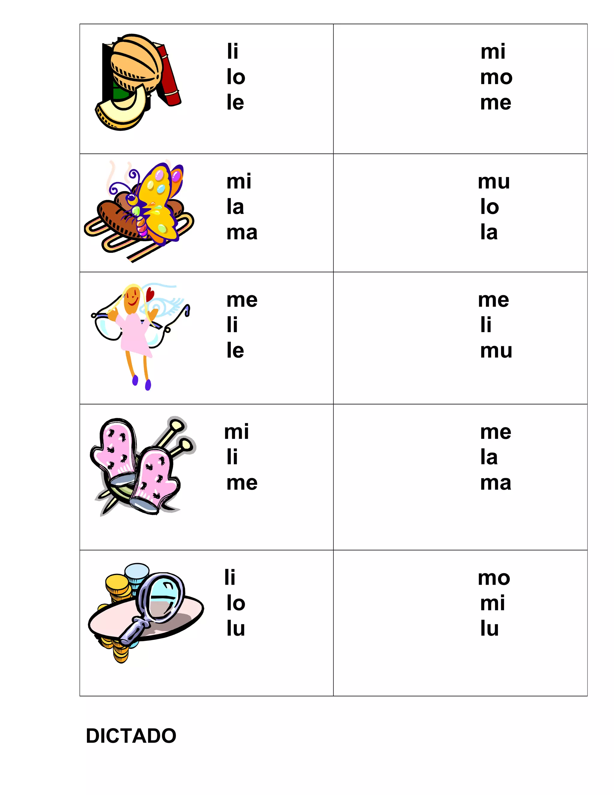 Prueba silaba m l | DOC
