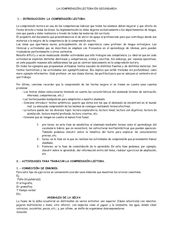 prueba de comprension de lectura a1