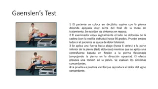 Pruebas para examen físico para la articulación sacroiliaca.pptx