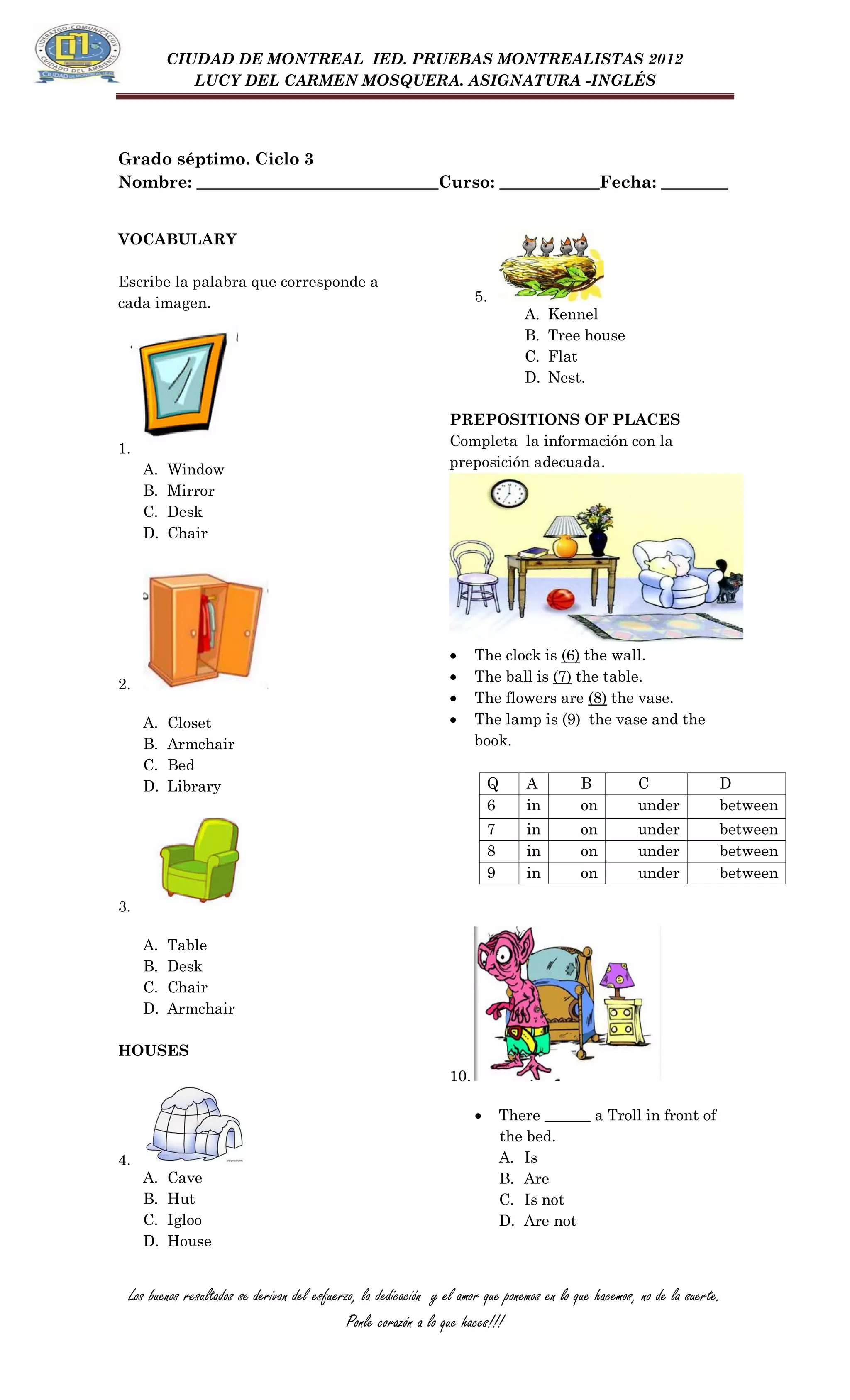 Pruebas Montralistas (Inglés) | PDF