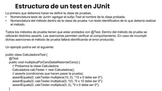 pruebas unitarias unitarias en java con JUNIT | PPTX