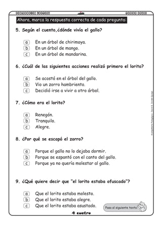 Prueba tercero comprension lectora | PDF