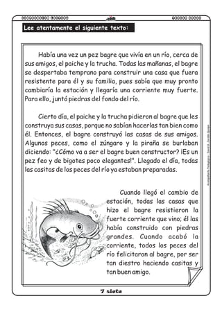 Prueba tercero comprension lectora | PDF