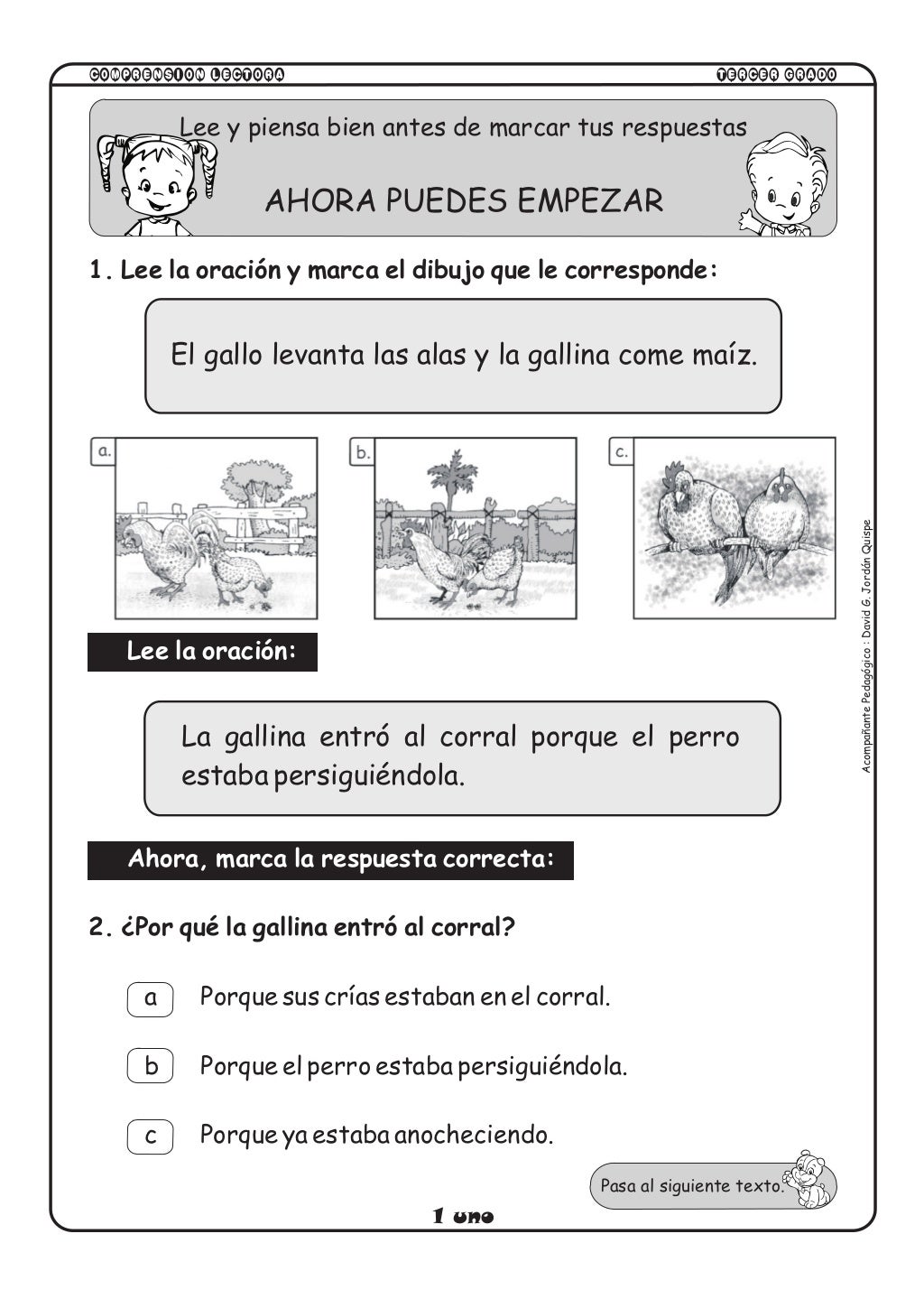 Prueba tercero comprension lectora