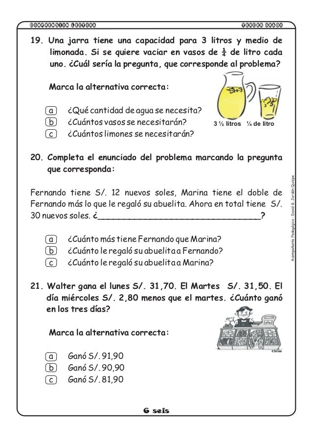 Prueba tercero matematica