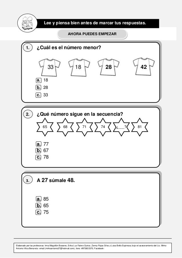 PRUEBA TIPO ECE MATEMÁTICA SEGUNDO GRADO