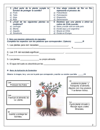 Prueba u 1 ciencias 2017 tercero | DOCX | Agriculture | Industries