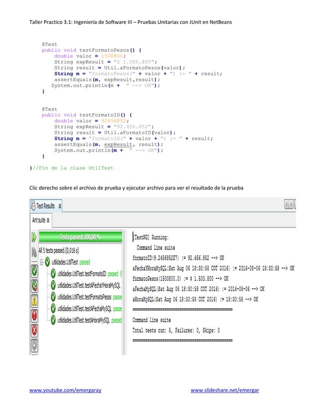 Taller: Prueba Unitaria con JUnit en NetBeans | PDF