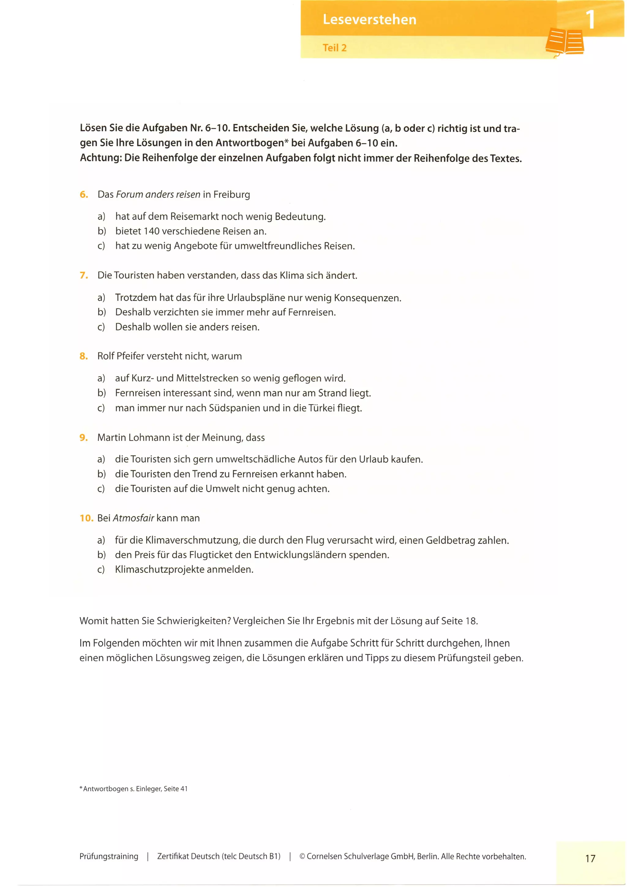 Pruefungstraining zertifikat telc deutsch b1 ocr | PDF