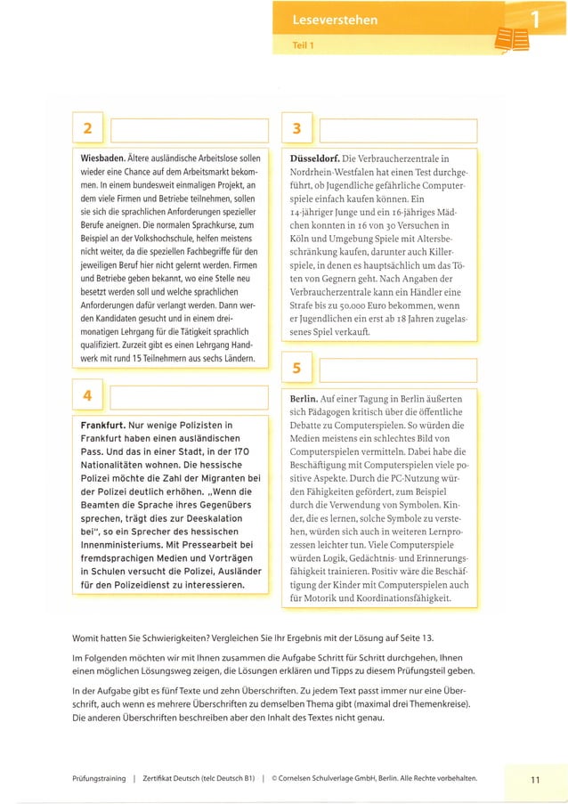 Pruefungstraining zertifikat telc deutsch b1 ocr | PDF