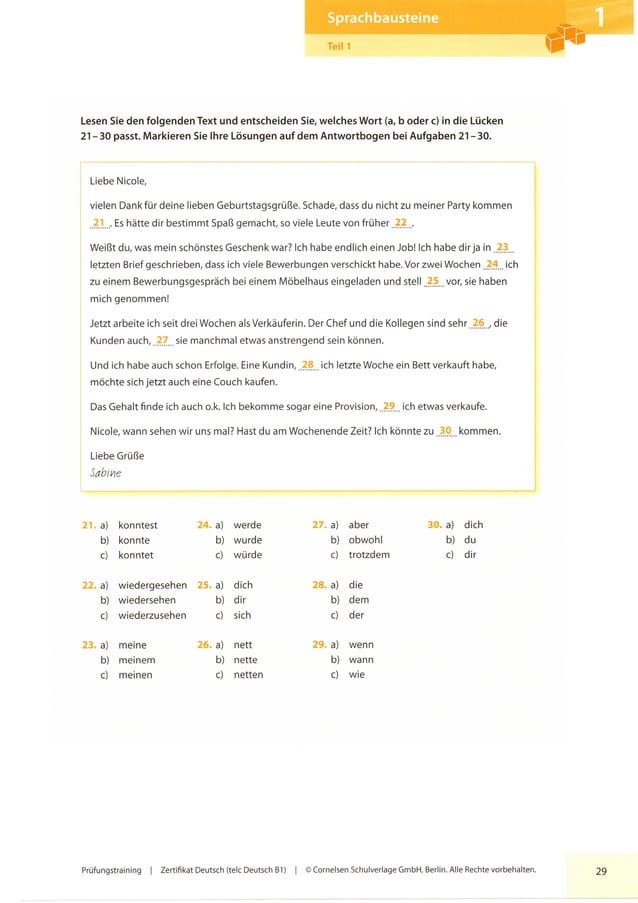 Pruefungstraining zertifikat telc deutsch b1 ocr | PDF