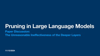 社内勉強会資料_Pruning in Large Language Models | PPT
