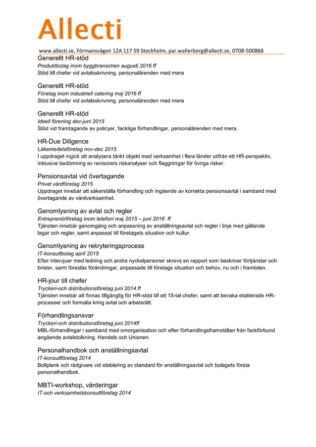 Pär wallerborg konsultprofil allecti 201702 | PDF