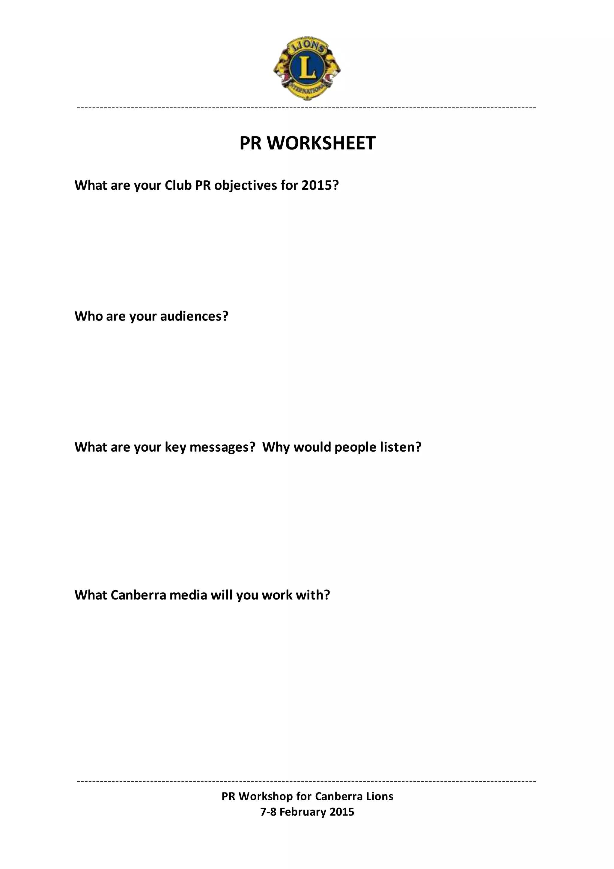 PR Worksheet | DOCX