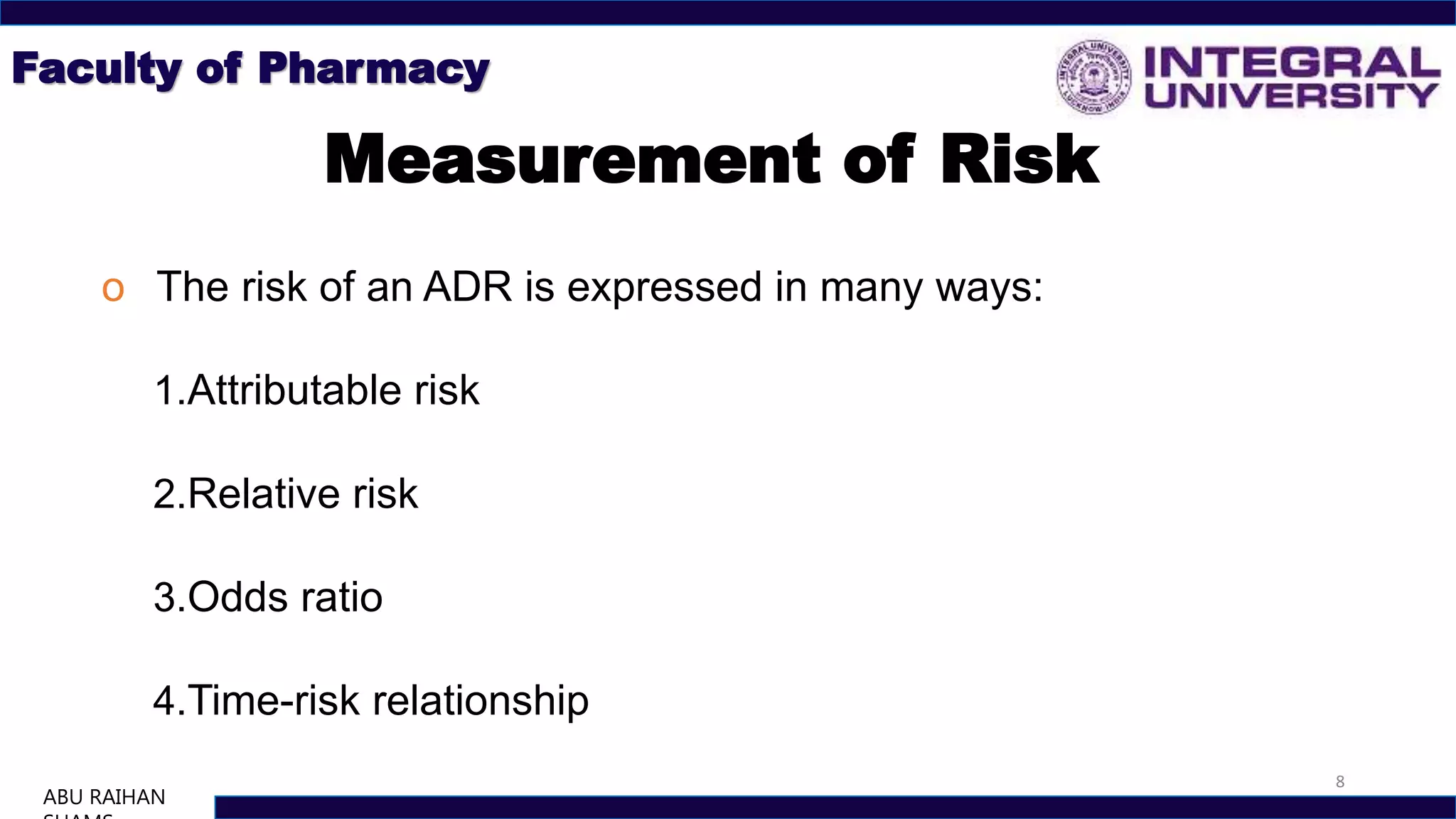 Concept of risk in pharmacoepidemiology Presentation | PPTX