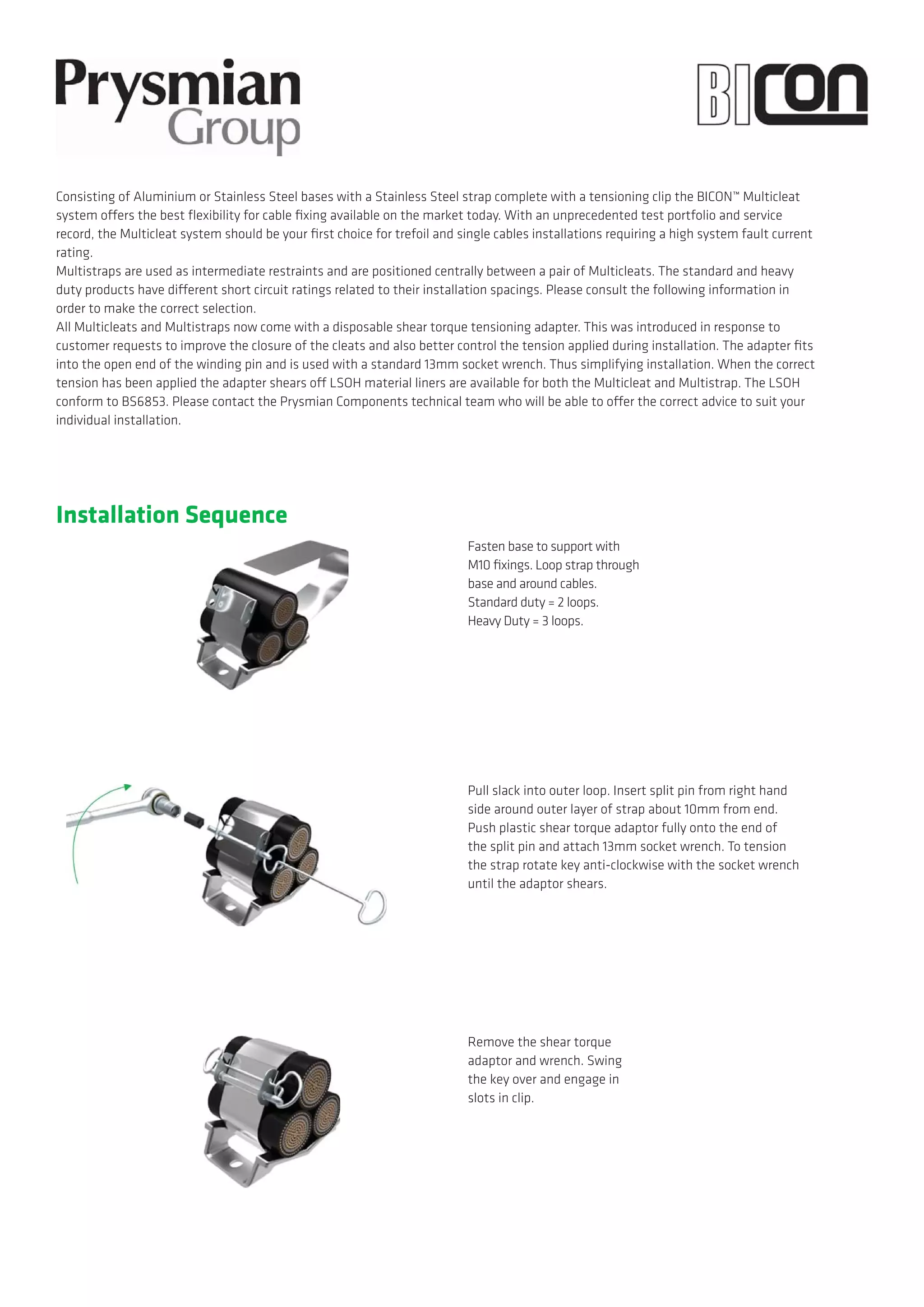 Prysmian Multicleats 316 Stainless Steel Cable Cleats - 378 Series | PDF