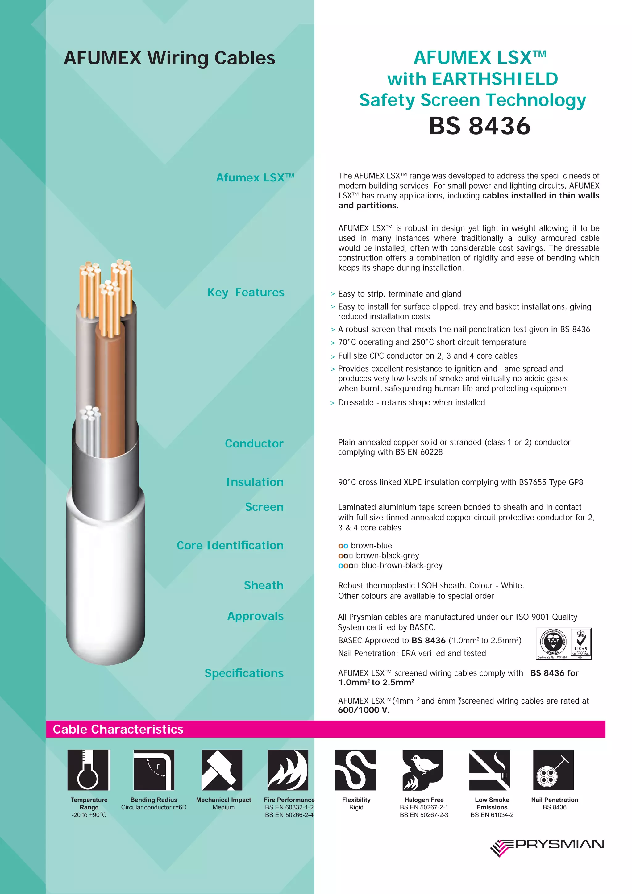 Prysmian Afumex LSX Low Smoke Zero Halogen Cables | PDF