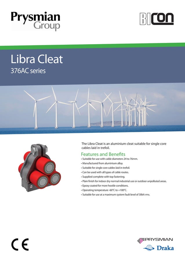 Prysmian BICON 376AC Libra Cable Cleats - Spec Sheet | PDF