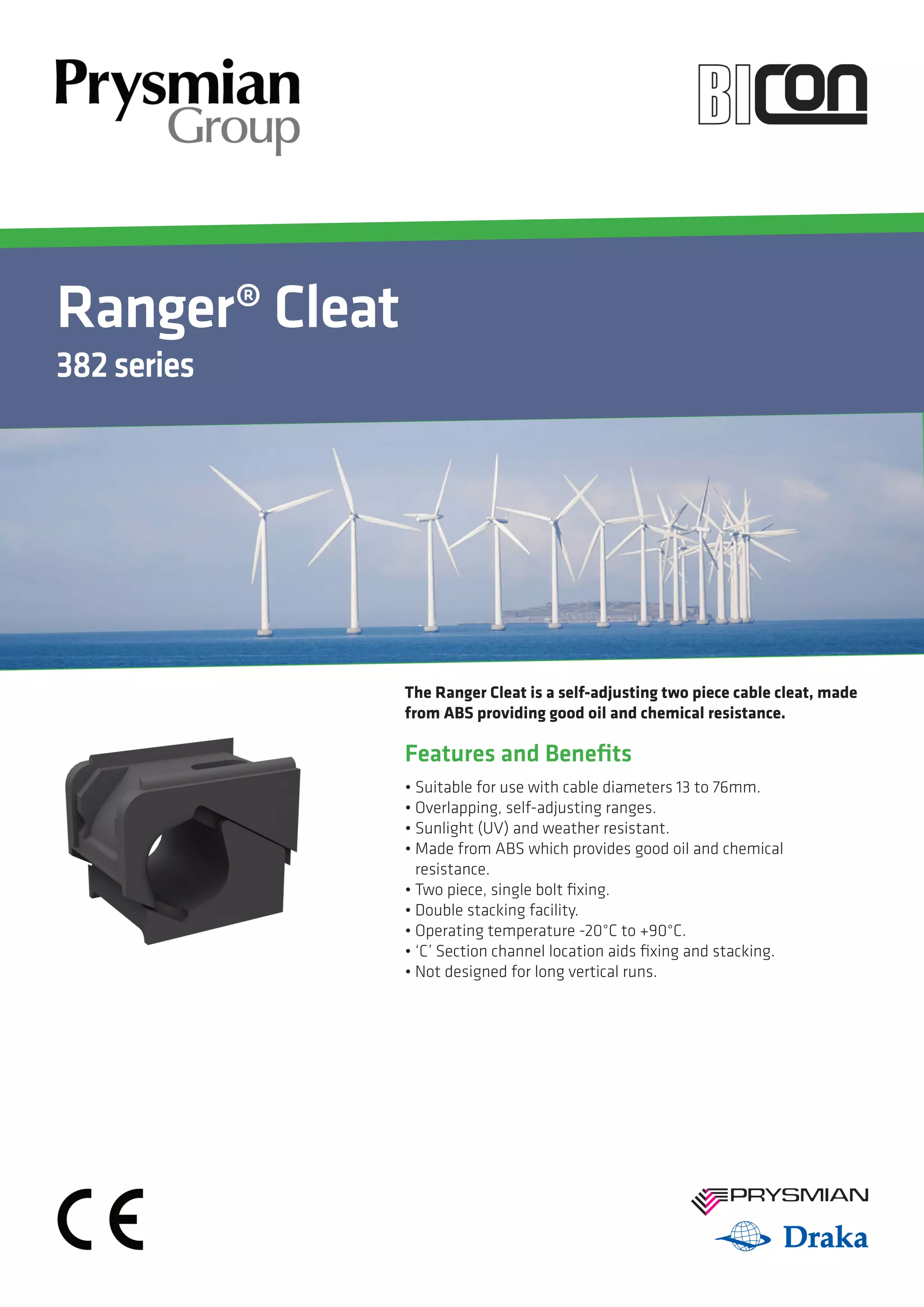 Prysmian BICON 382 Ranger Cable Cleats - Spec Sheet | PDF