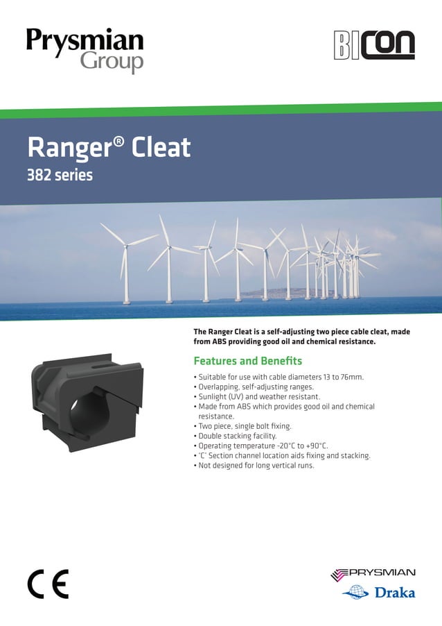 Prysmian BICON 382 Ranger Cable Cleats - Spec Sheet | PDF