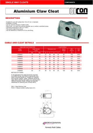 Prysmian Cable Cleats - Claw Cleats (Aluminium Single Way) | PDF
