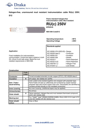 Prysmian Draka Cable Catalogue NEK606 BFOU RFOU | PDF