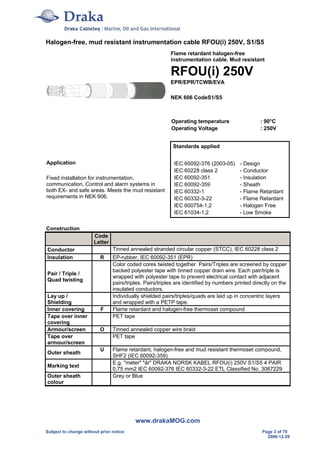 Prysmian Draka Cable Catalogue NEK606 BFOU RFOU | PDF