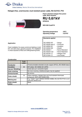 Prysmian Draka Cable Catalogue NEK606 BFOU RFOU | PDF