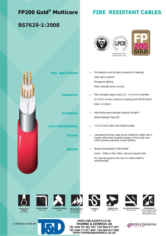 Prysmian FP200 Gold Multicore Fire Resistant Cables
