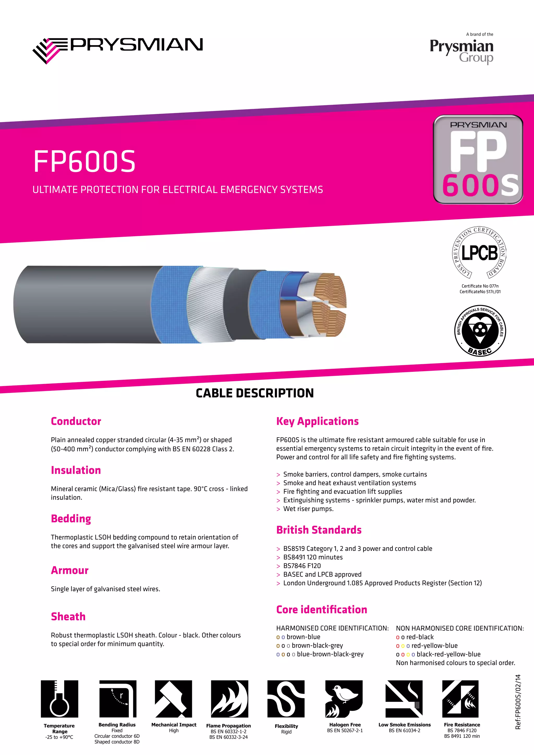 Prysmian FP600S Multicore Fire Resistant Cables | PDF