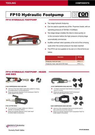 Prysmian Hydraulic Crimping Tools, Heads & Foot Pumps | PDF