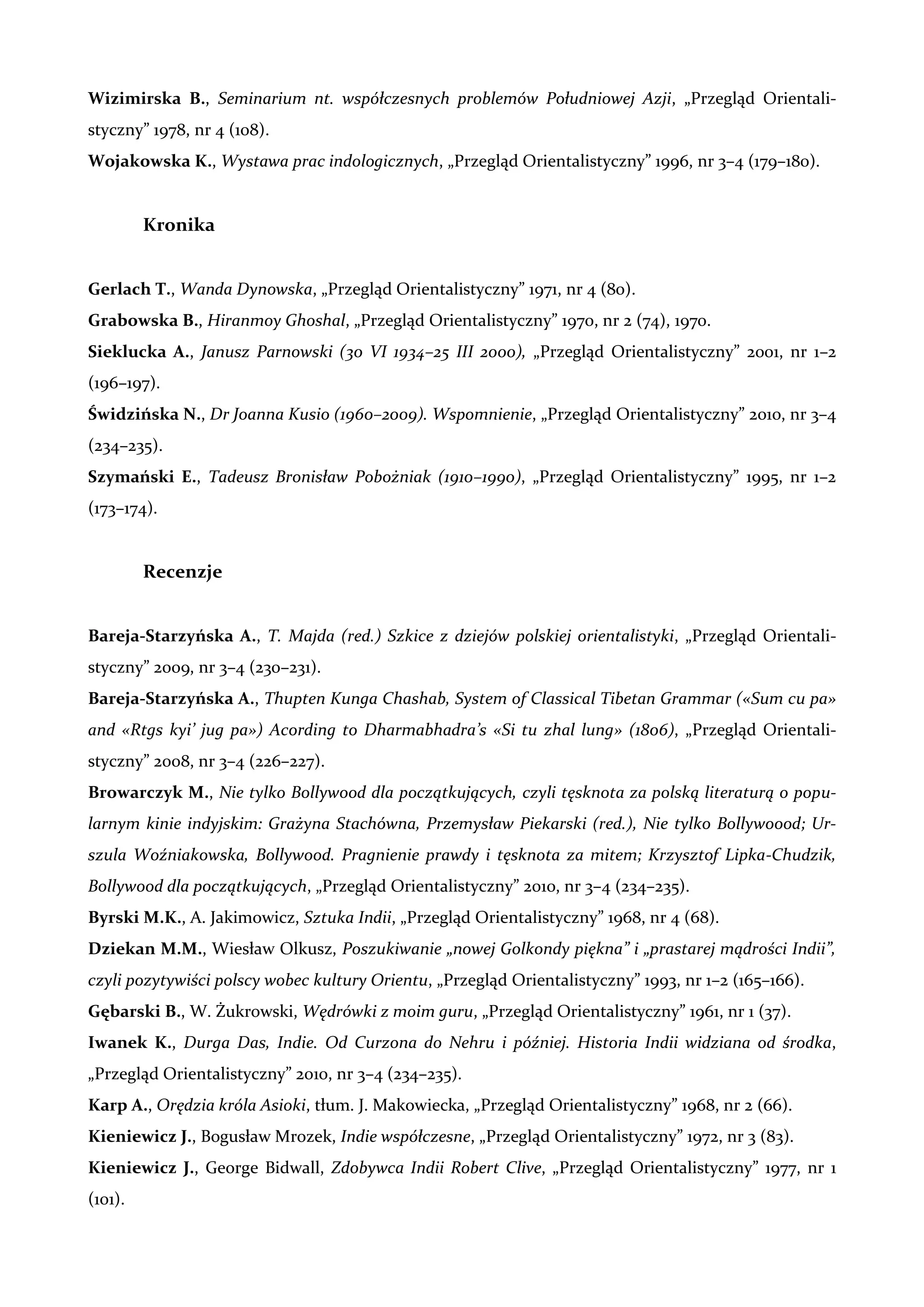 Przeglad orientalistyczny. bibliografia 1949 2010 | PDF