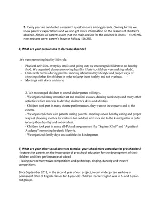 absence questionaire 203/2014 Poland Kindergarten nr 5 Krasnik | PDF