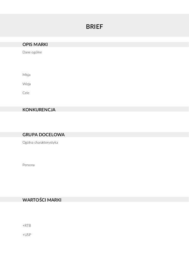 Brief dla agencji PR szablon