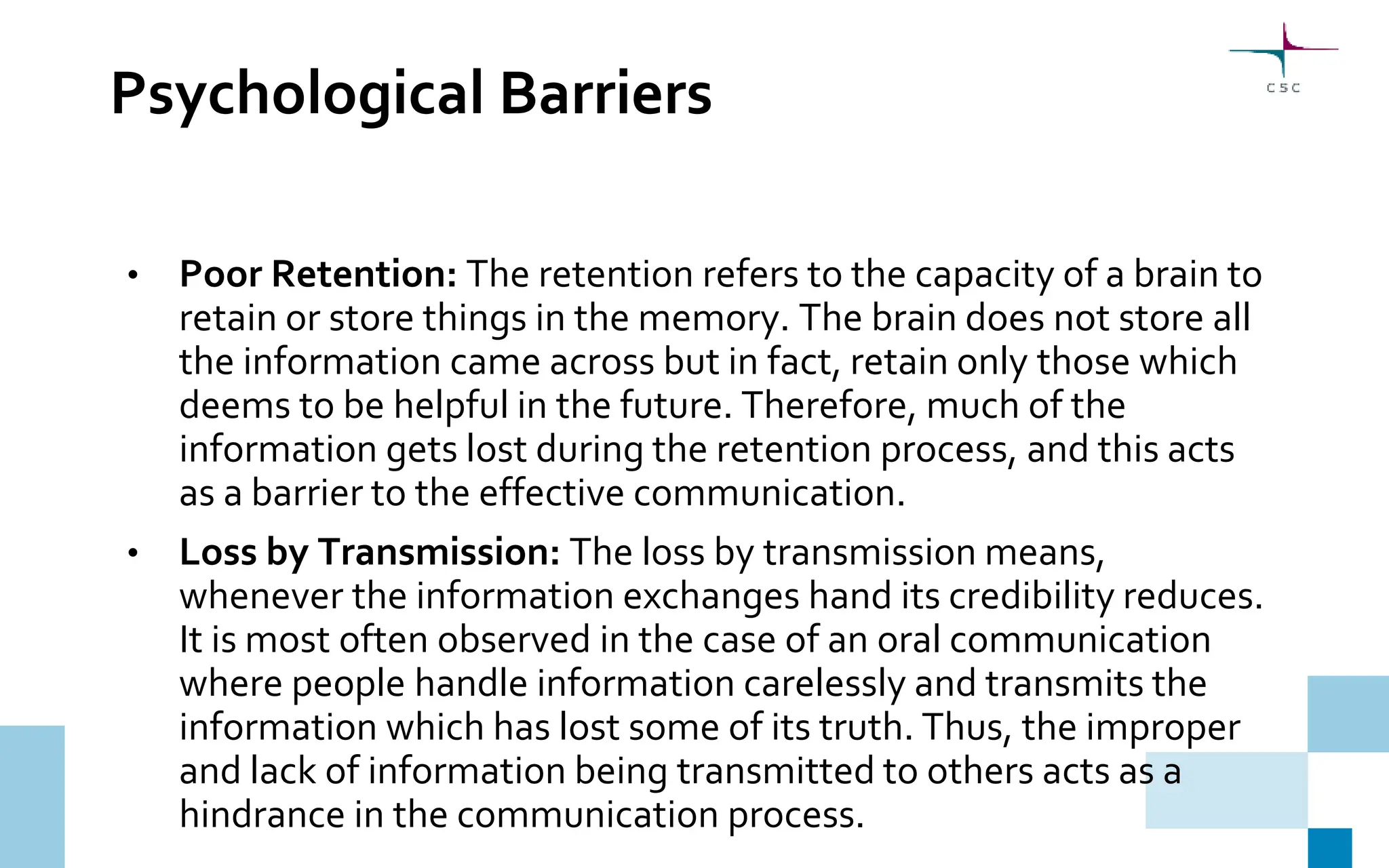 Psychological Barriers Psychological Barriers Psychological Barriers ...