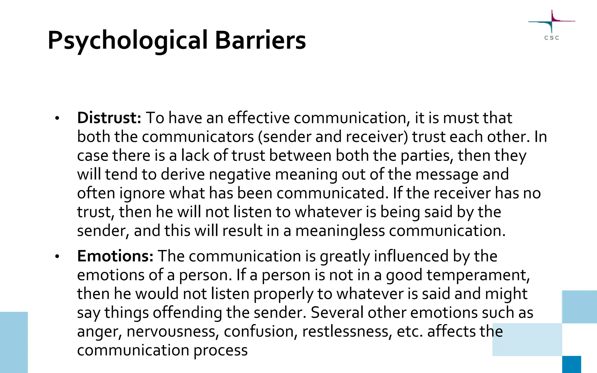 Psychological Barriers Psychological Barriers Psychological Barriers ...