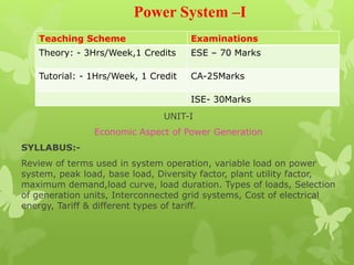 Power system -Economic Aspect of Electric power Genration | PPTX