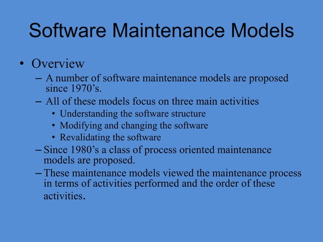 PS02CINT22 SE Software Maintenance | PPT