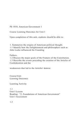 PS 1010, American Government 1 Course Learning Outcom.docx
