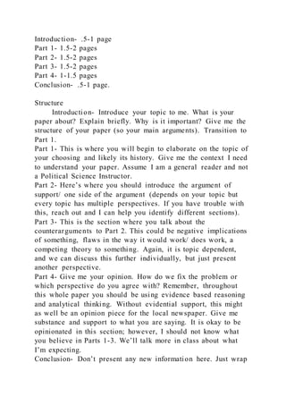 Ps 101 american government paper guidelines purposethe purpos | PDF